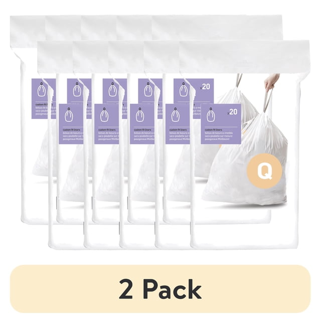 (2 pack) simplehuman Code Q Custom Fit Drawstring Trash Bags in ...