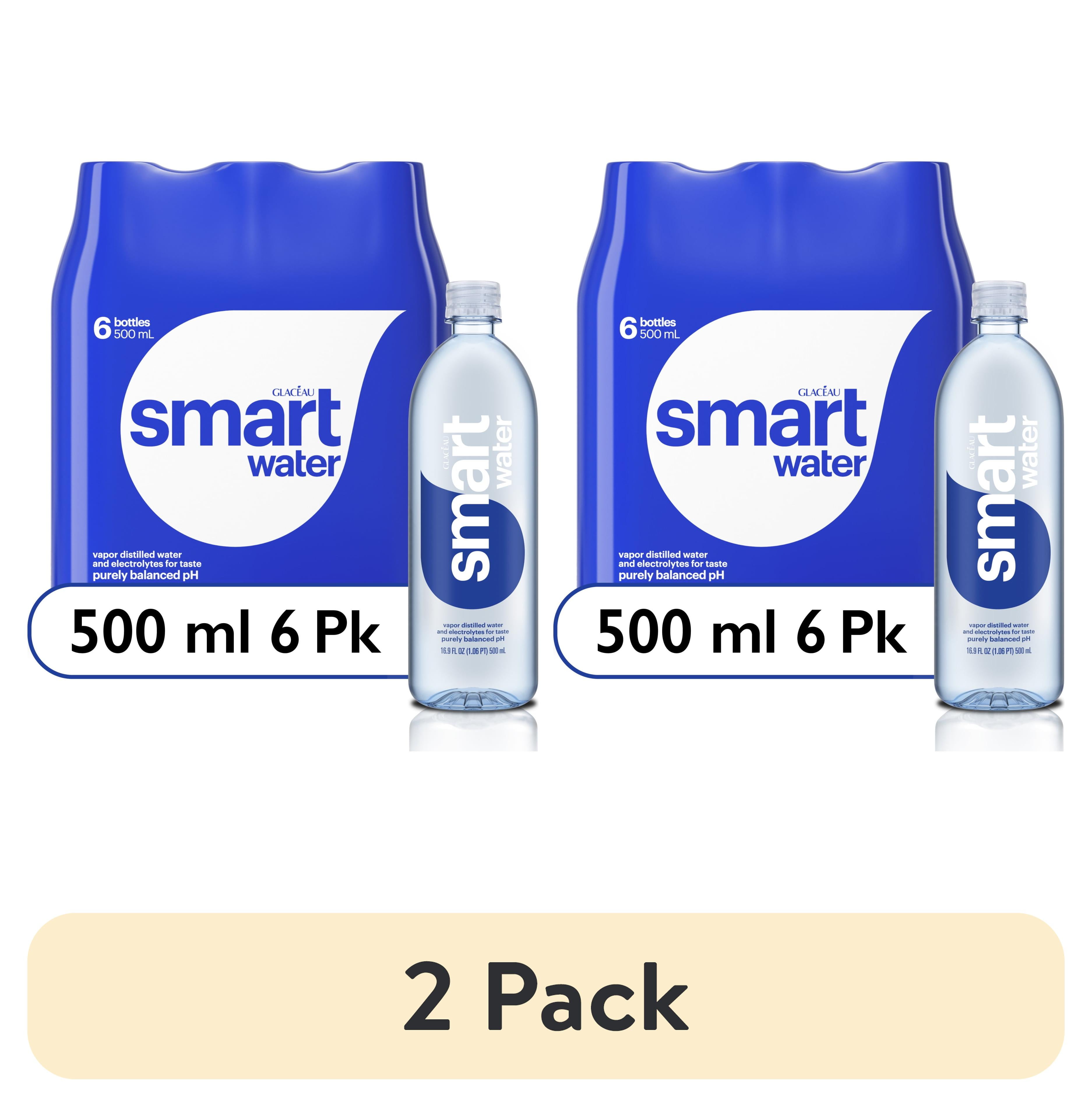 (2 pack) smartwater vapor distilled premium water, 16.9 fl oz, 6 count ...