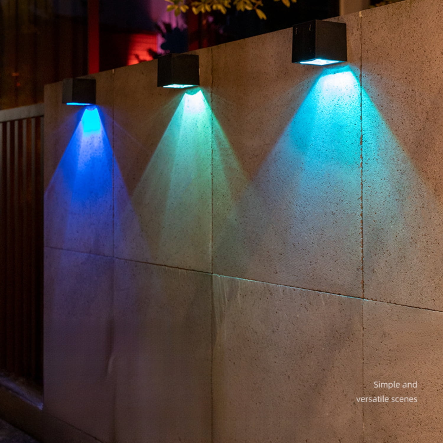 2-pack solar wall lights, waterproof square outdoor lights for yard ...