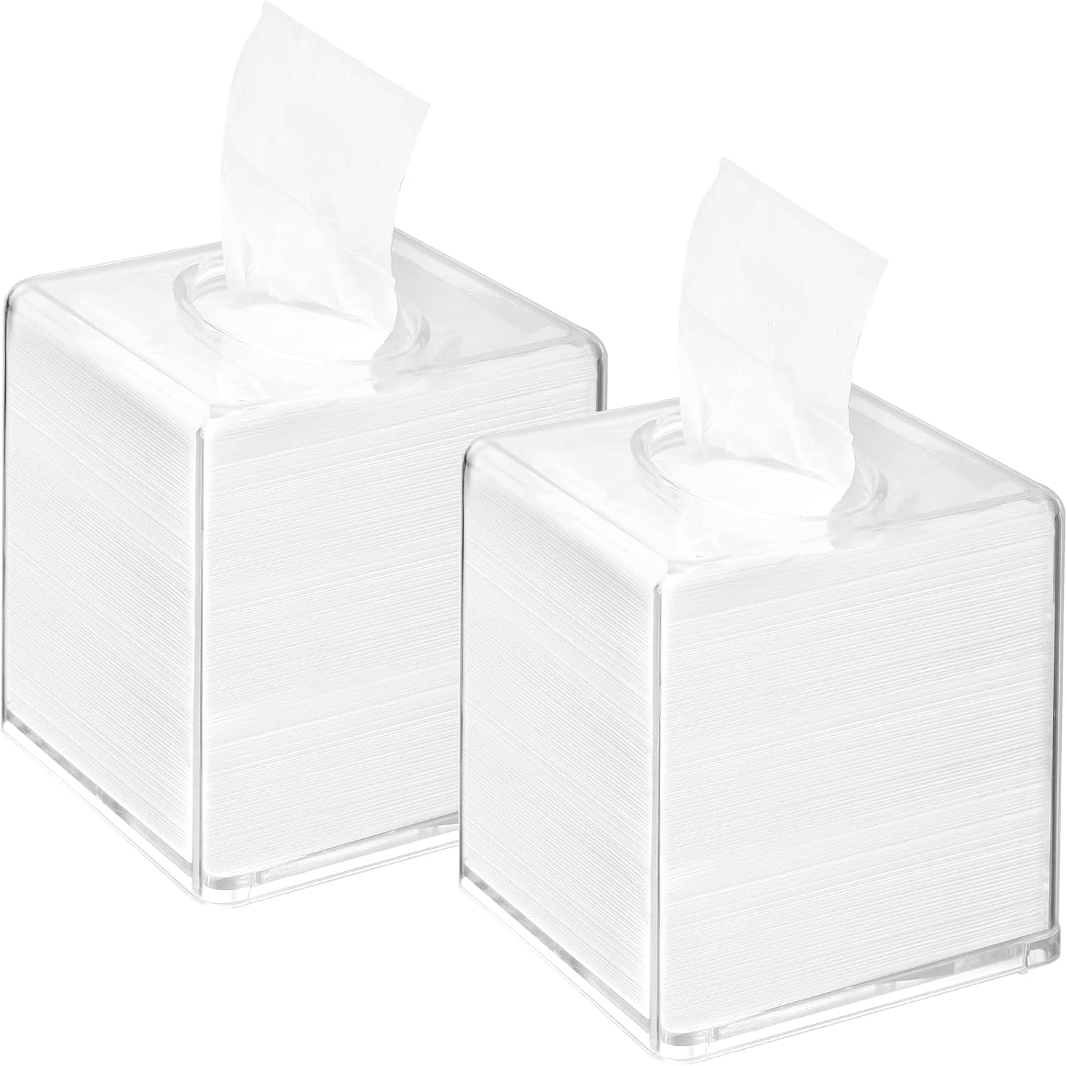 2-pack square tissue distribution box, transparent acrylic tissue box ...