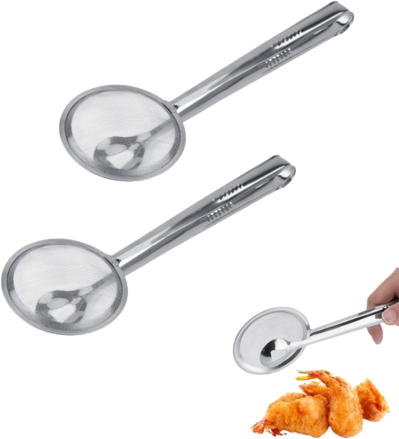 2-pack stainless steel food strainer, multi-purpose hot pot tongs with ...