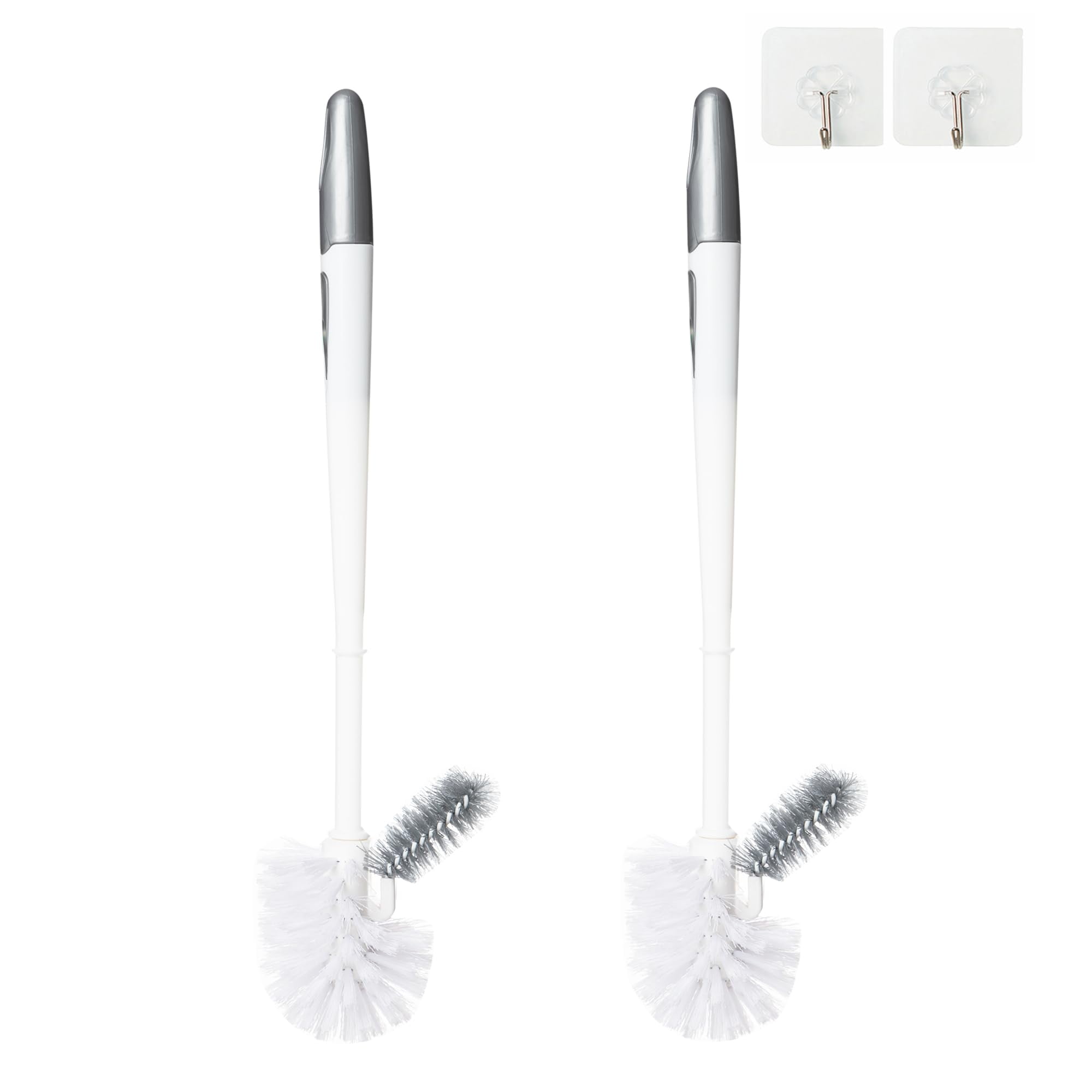 2 pack toilet brush without holder, double head design for under rim ...