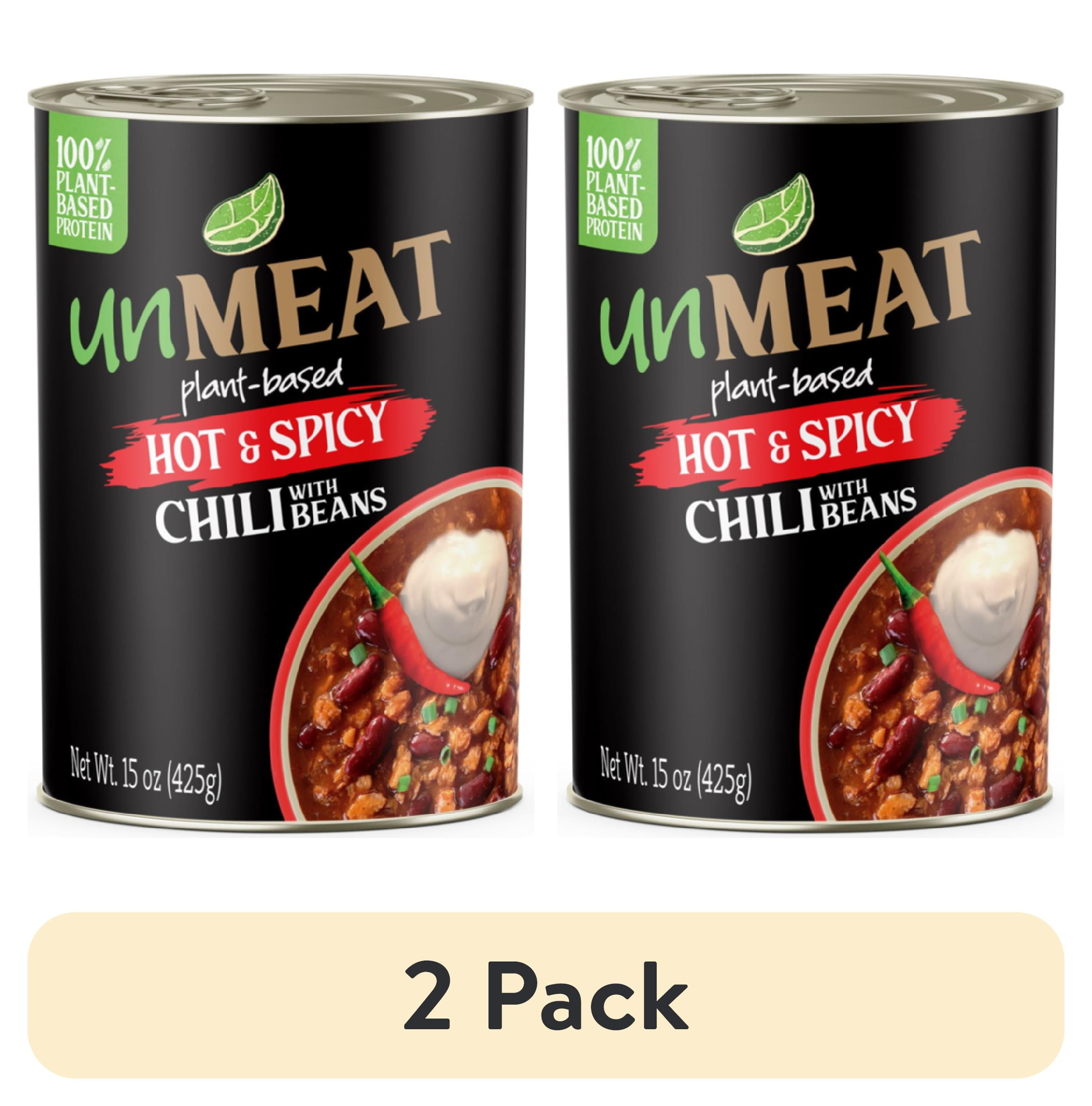 (2 pack) unMEAT Hot & Spicy Chili with Beans, 15 oz Can, Plant-Based ...