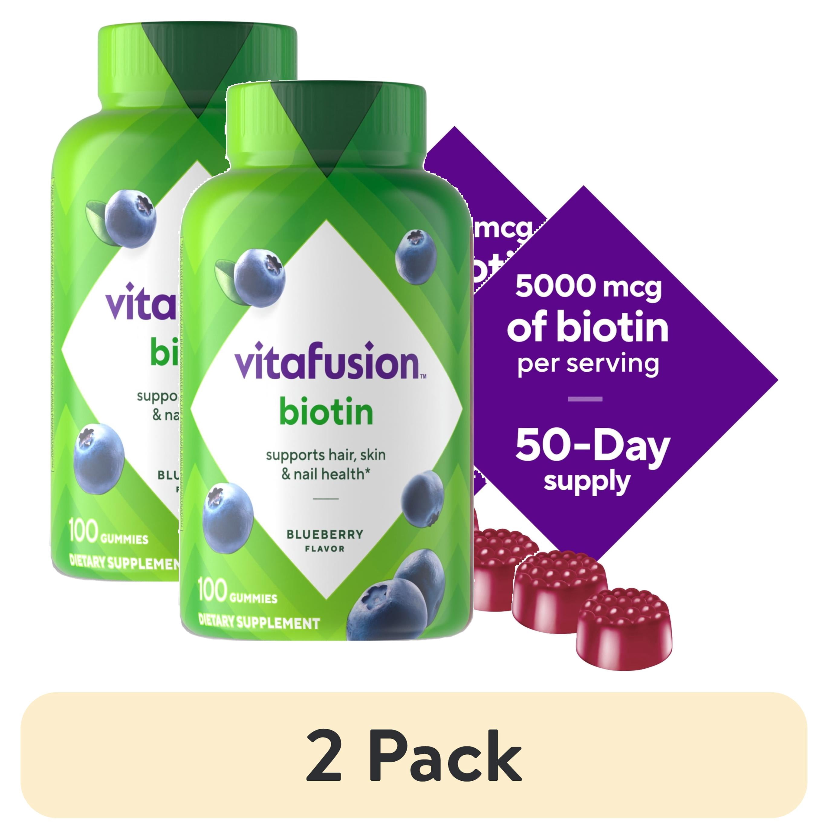(2 pack) vitafusion Extra Strength Gummy Biotin Vitamins, Blueberry ...