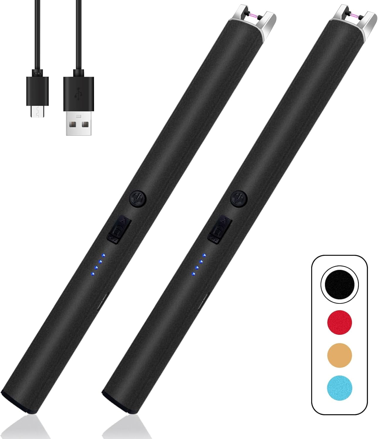 2-pack windproof flameless electronic lighters with LED power indicator ...