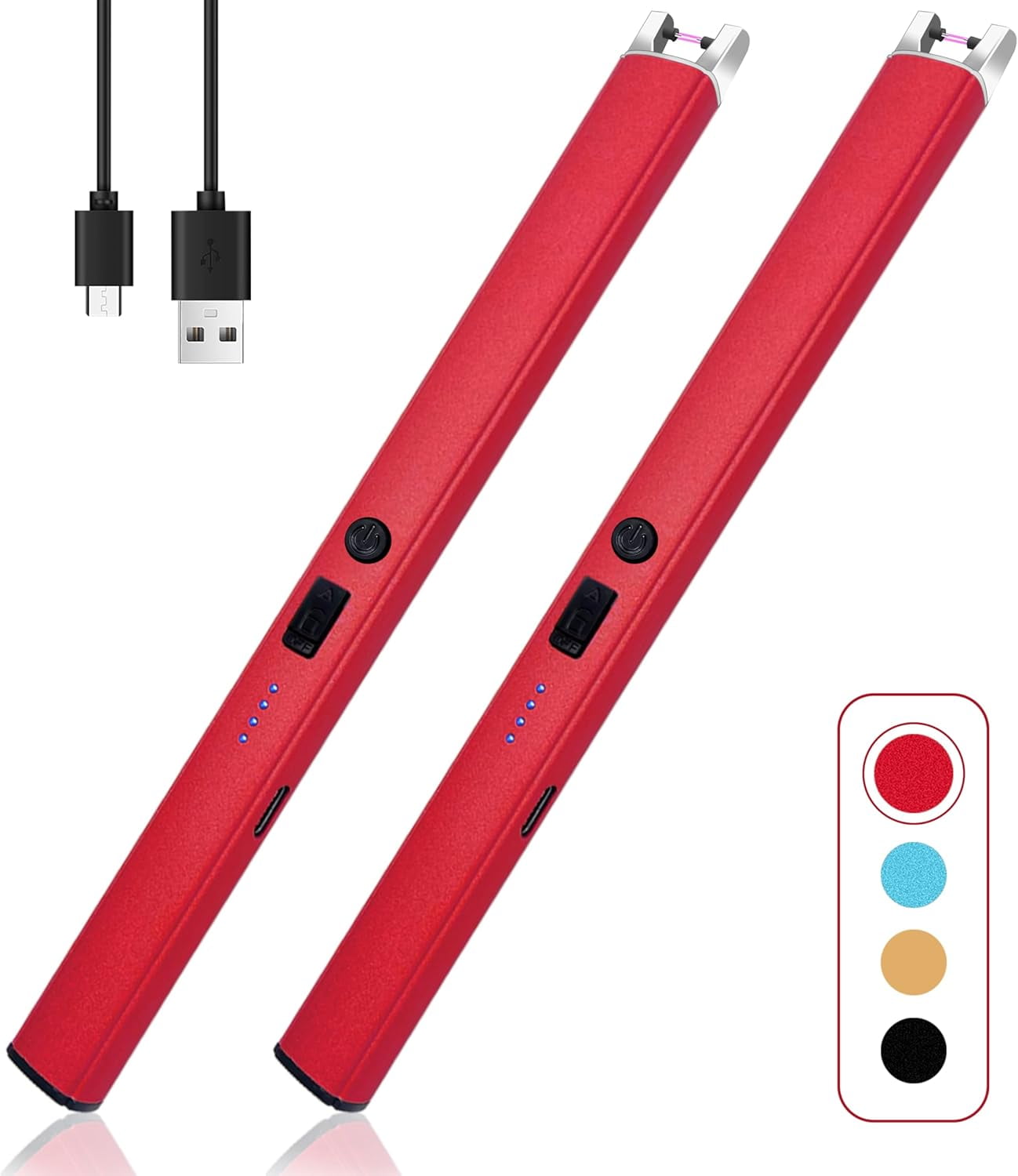2-pack windproof flameless electronic lighters with LED power indicator ...