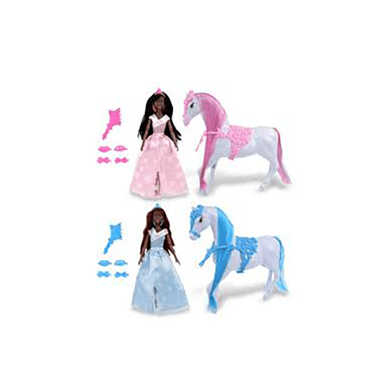 2 packs 12 Inches Princess Doll & 10.5 Inches Horse & Accessories Play ...