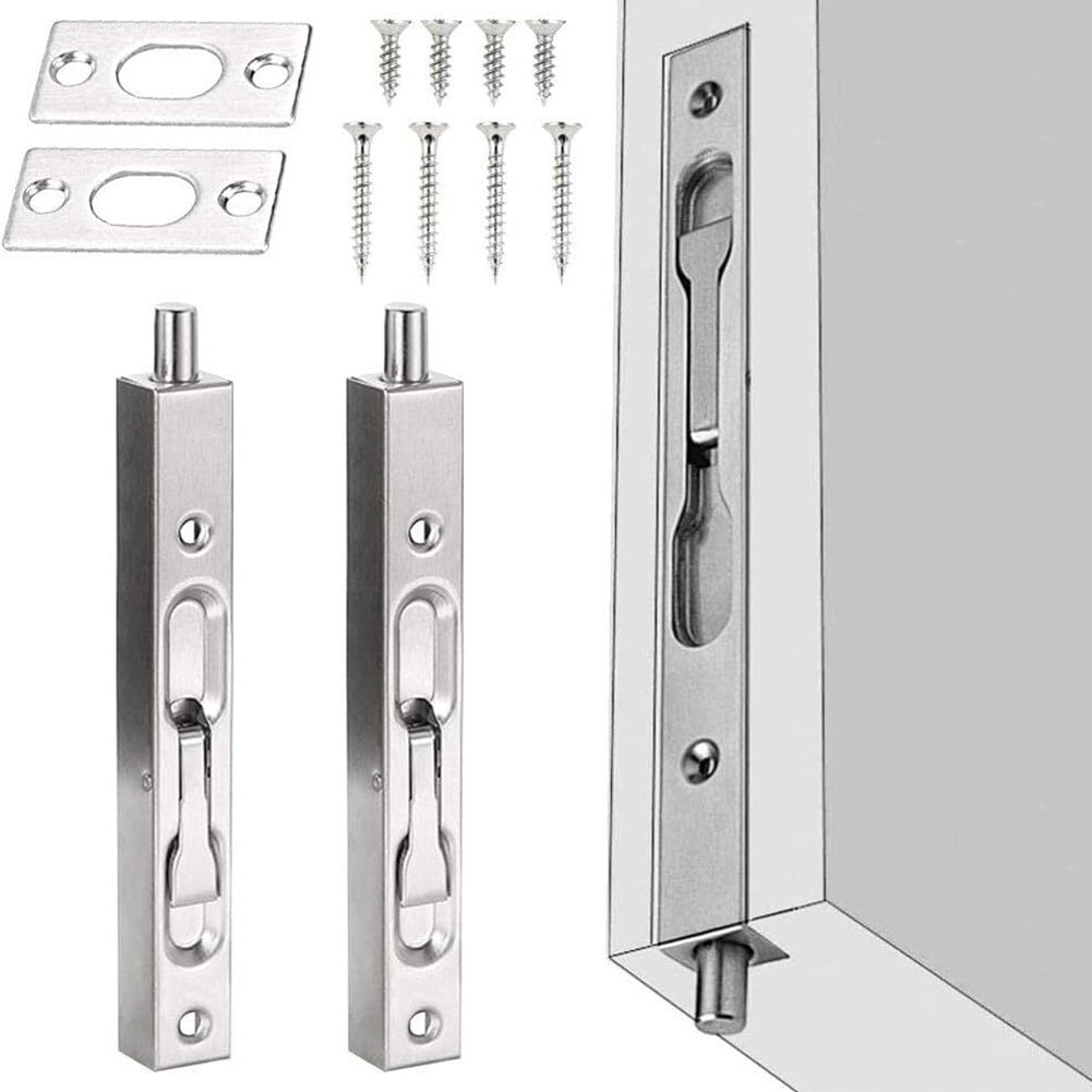 2 packs 6inch Stainless Steel Concealed Fire Security Door Flush Bolt ...