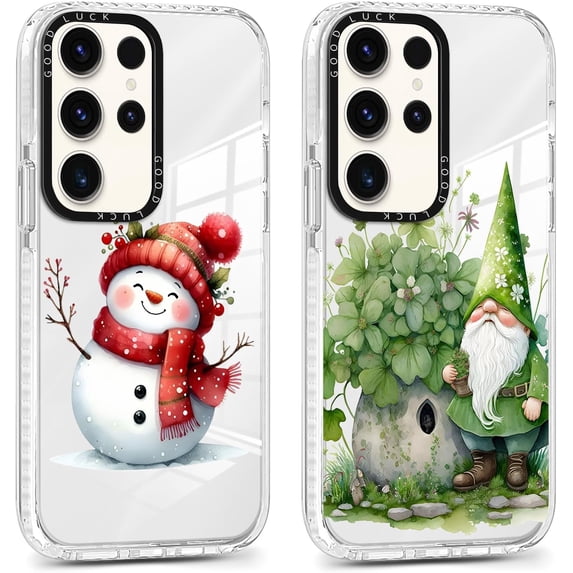 2 packs Christmas Transparent Print Phone Case for Samsung Galaxy S21 ...