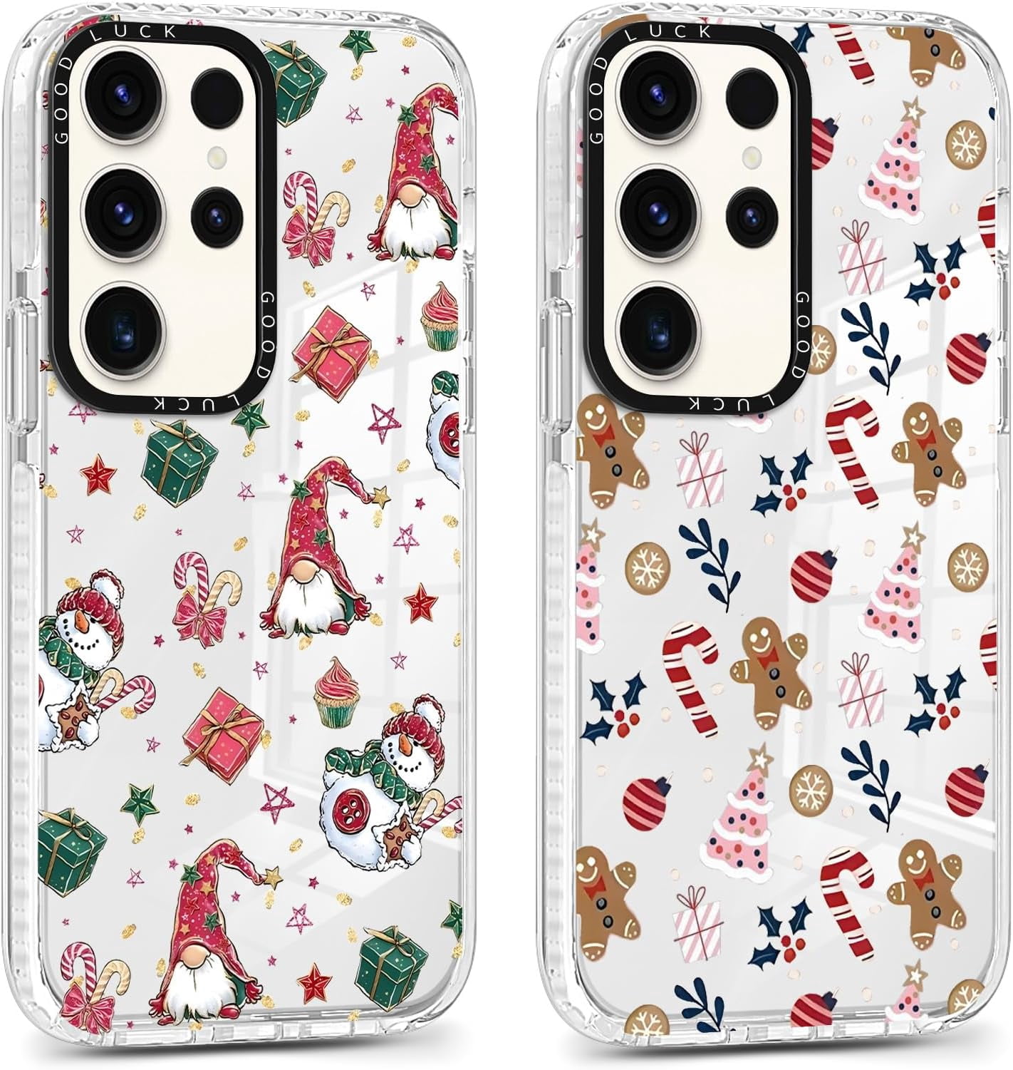 2 packs Christmas Transparent Print Phone Case for Samsung Galaxy S25 ...