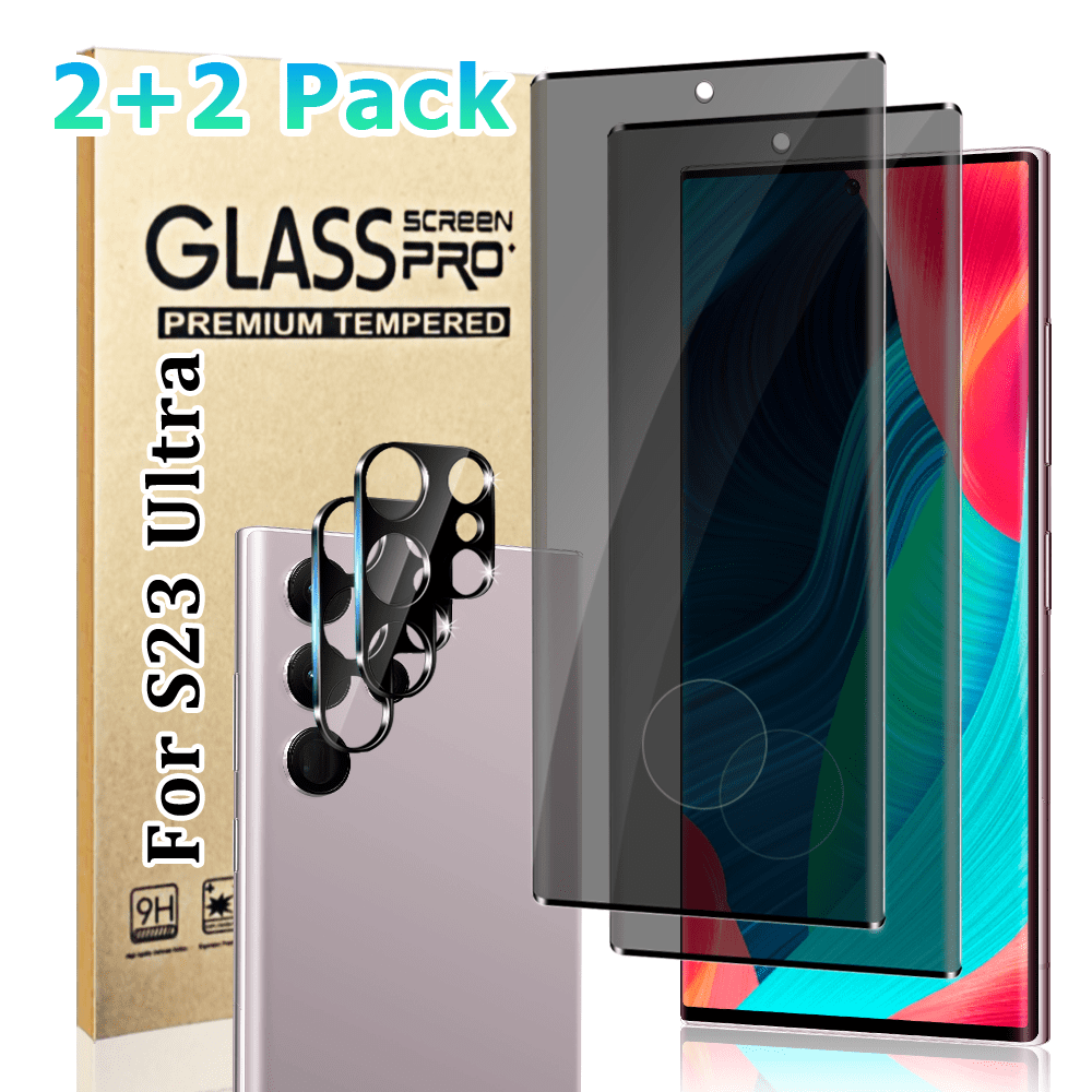 2 packs of Galaxy S23 Ultra privacy screen protectors and 2 packs of ...