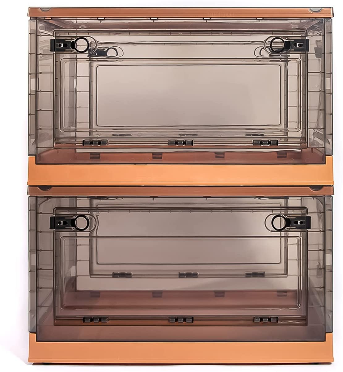 2 packs LARGE Storage Bins Side Opening, Stackable Lid Collapsible ...