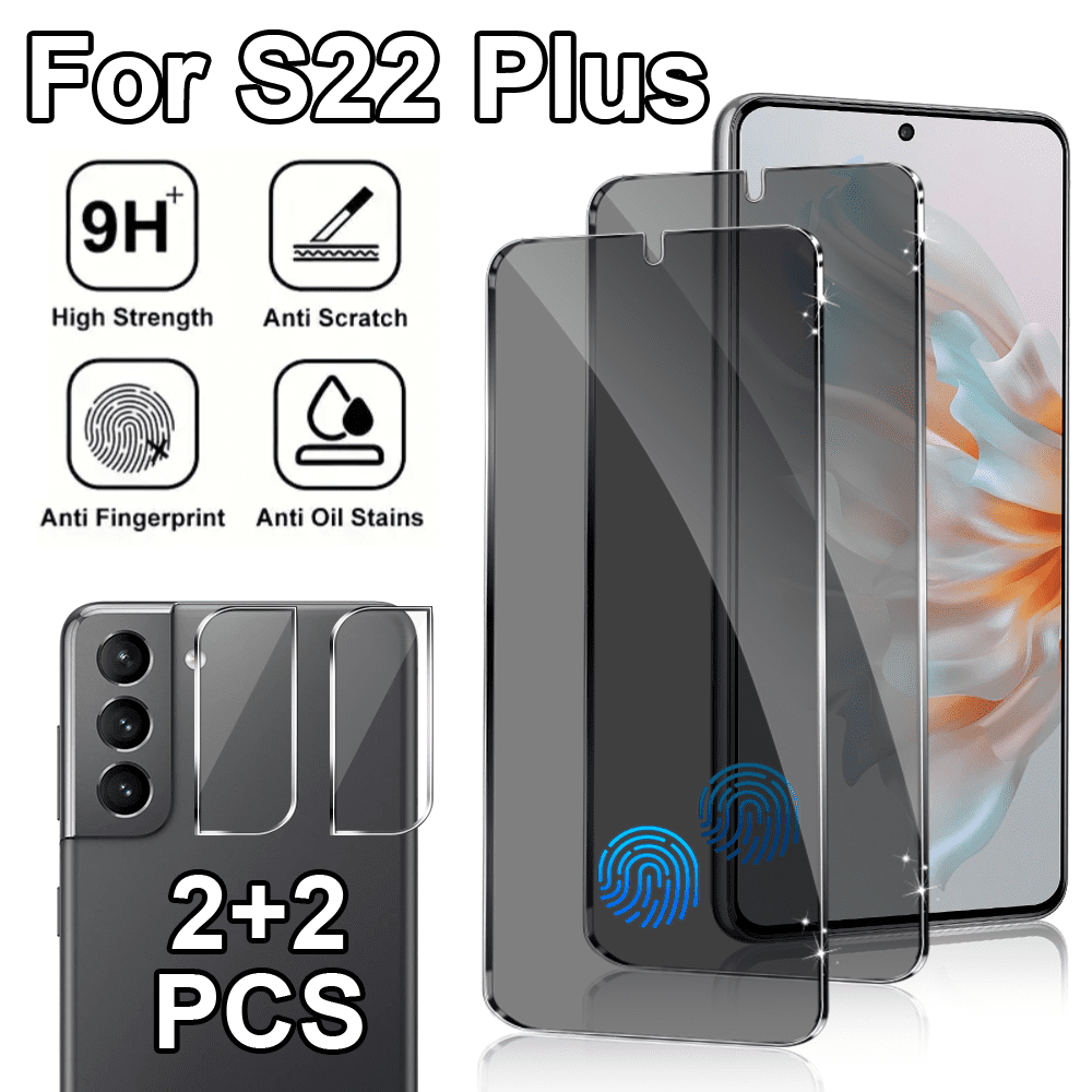 2 packs of S22 Plus privacy screen protectors, with 2 packs of camera ...