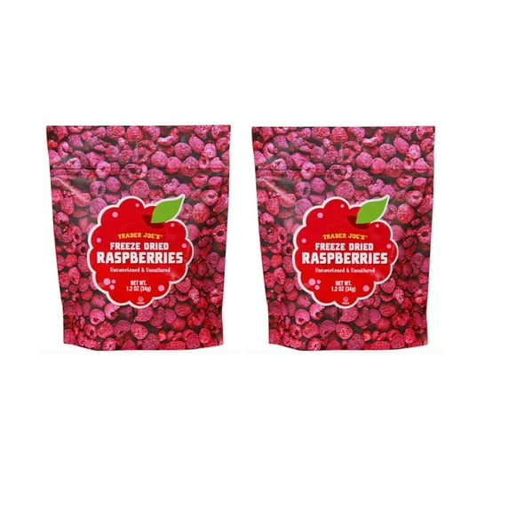 Trader Joe's Freeze Dried Raspberries, Unsweetened Unsulfured, 2 Packs, 2x1.2oz - Walmart.com
