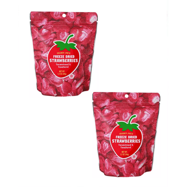 (2 packs) Trader Joe's Freeze Dried Strawberries Unsweetened Unsulfured Strawberry (2x1.2oz ...