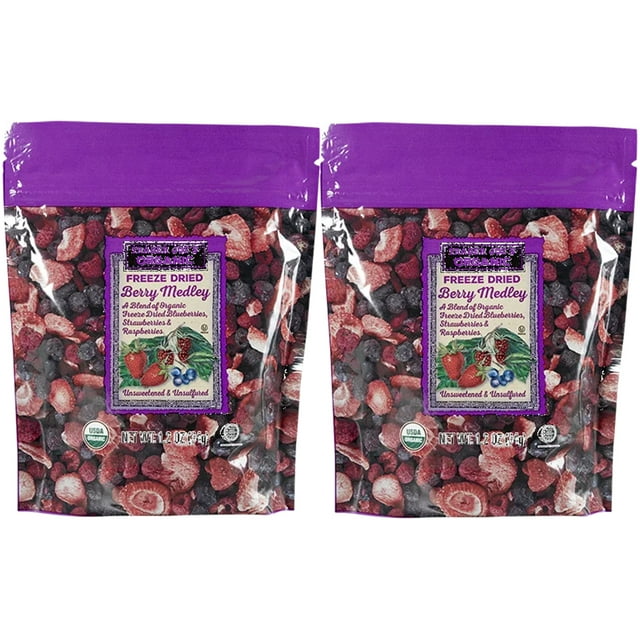 (2 packs) Trader Joe's USDA Organic Freeze Dried Berry Medley Blueberry Strawberry Raspberry ...