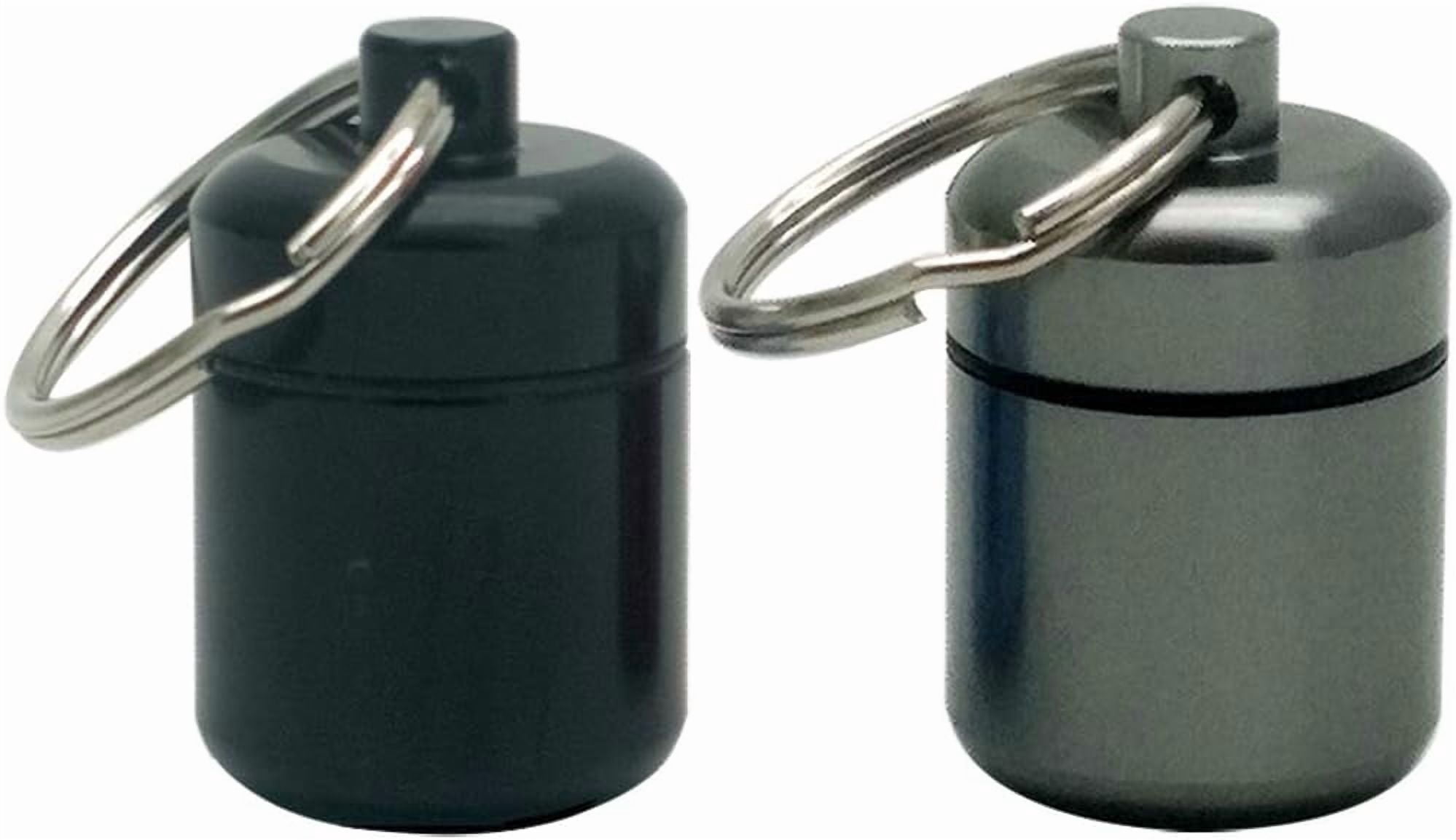 2 packs aluminum pill containers keychain pocket coin storage metal ...