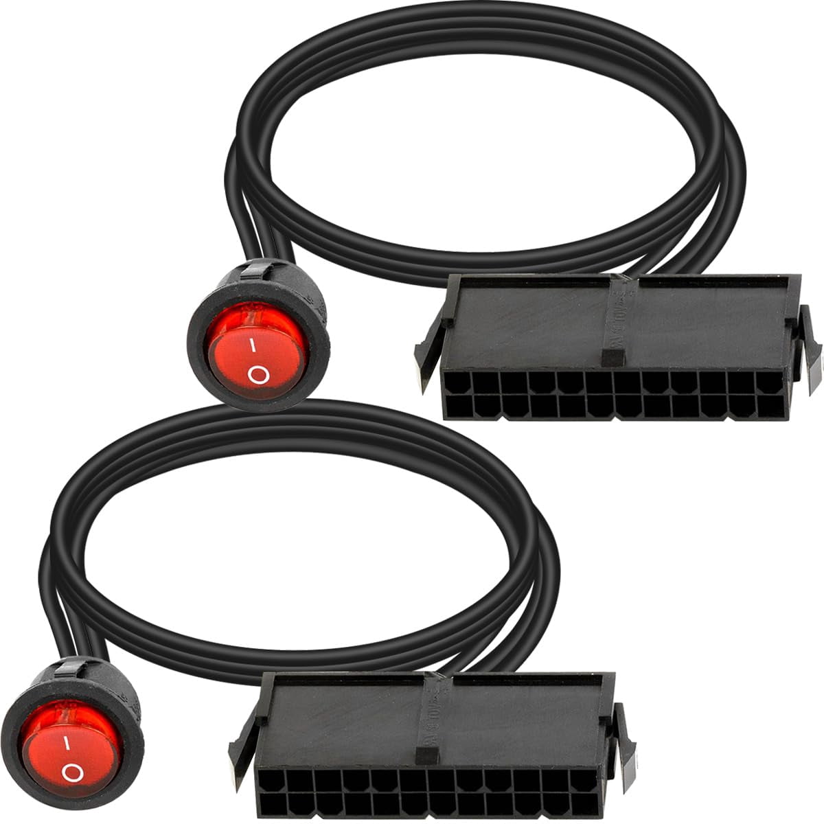 2 packs of 24-pin red power on/off jumper bridging adapter cables, for ...