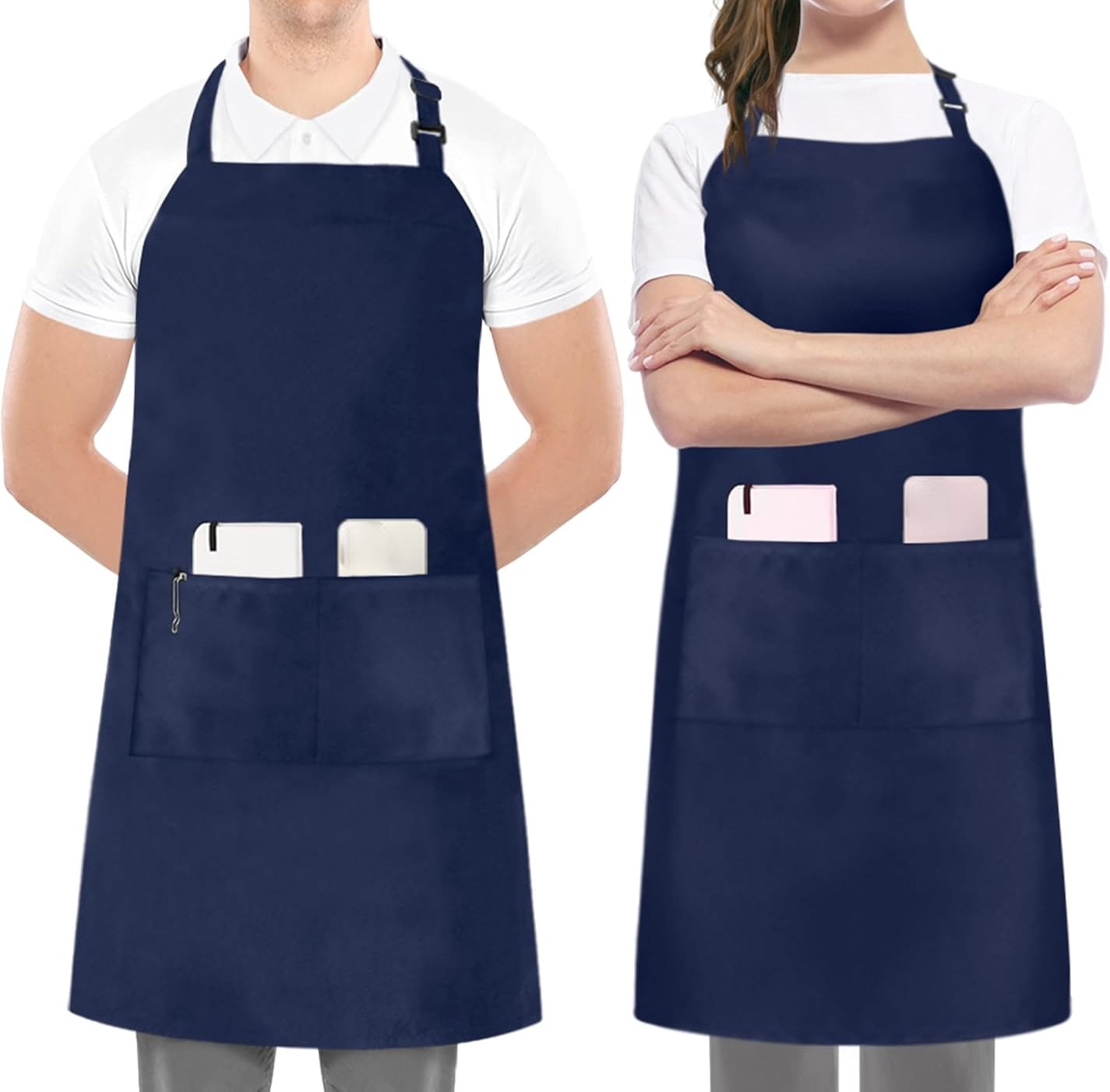 2 packs of bib aprons, adjustable 2 pockets, waterproof and oil-proof ...