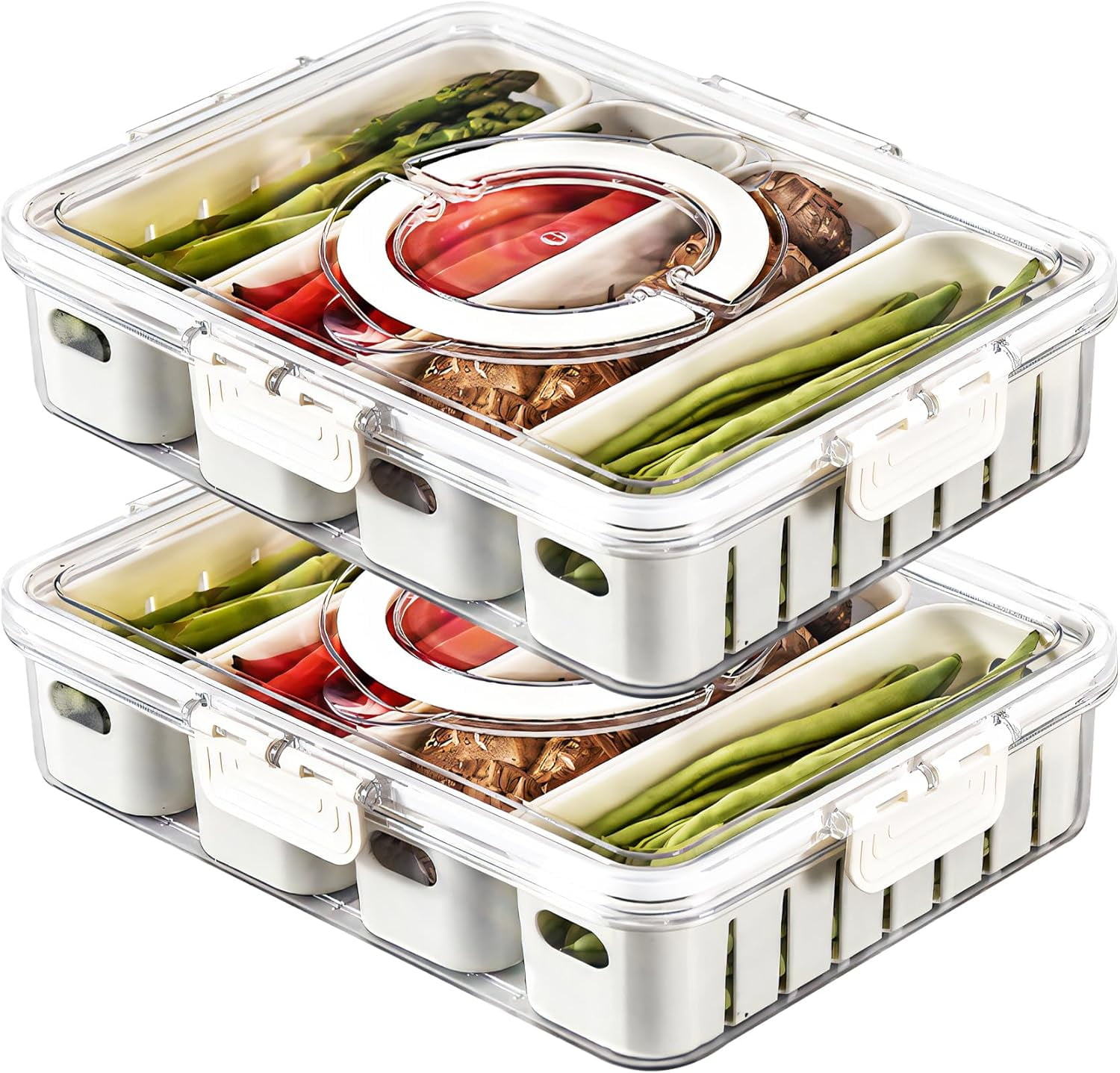 2 packs of snack boxes with handles, suitable for food service trays ...