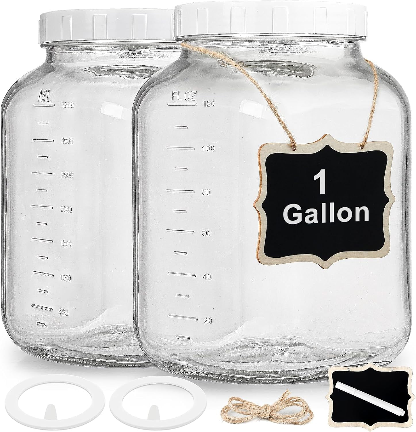 2 packs of wide mouthed 1-gallon transparent glass jars with lids ...