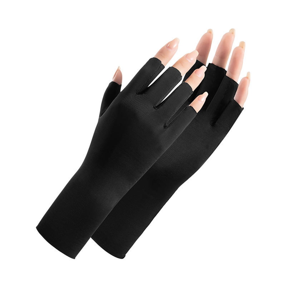 2 pairs Women Sunblock Fingerless Gloves Non-Slip UV Protection Driving ...