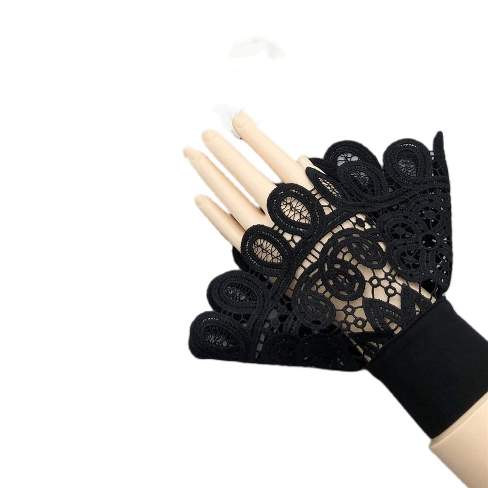 2 pairs Women's Lace Hollow Floral Fake Collar Wrist Cuffs Shawl False ...