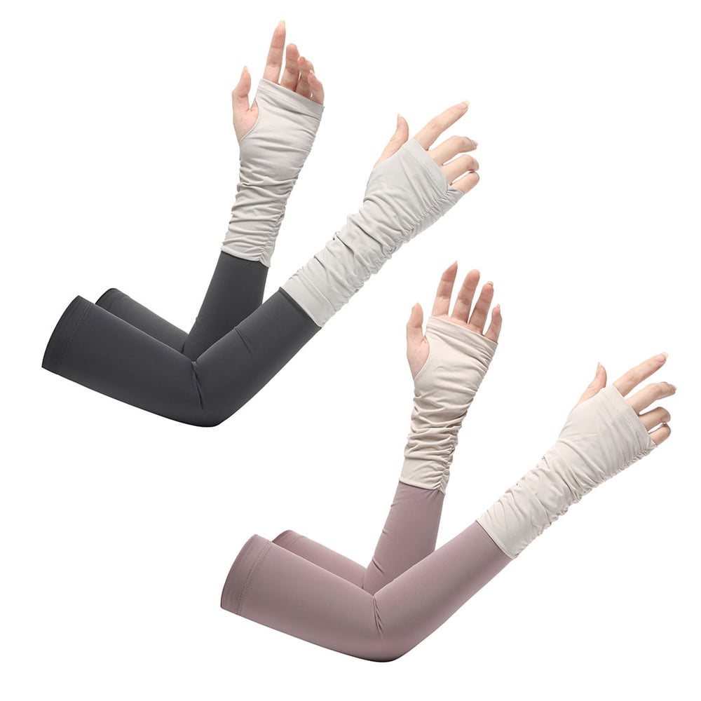 2 pairs sunscreen summer ladies cycling sleeves ice silk arm guards ...