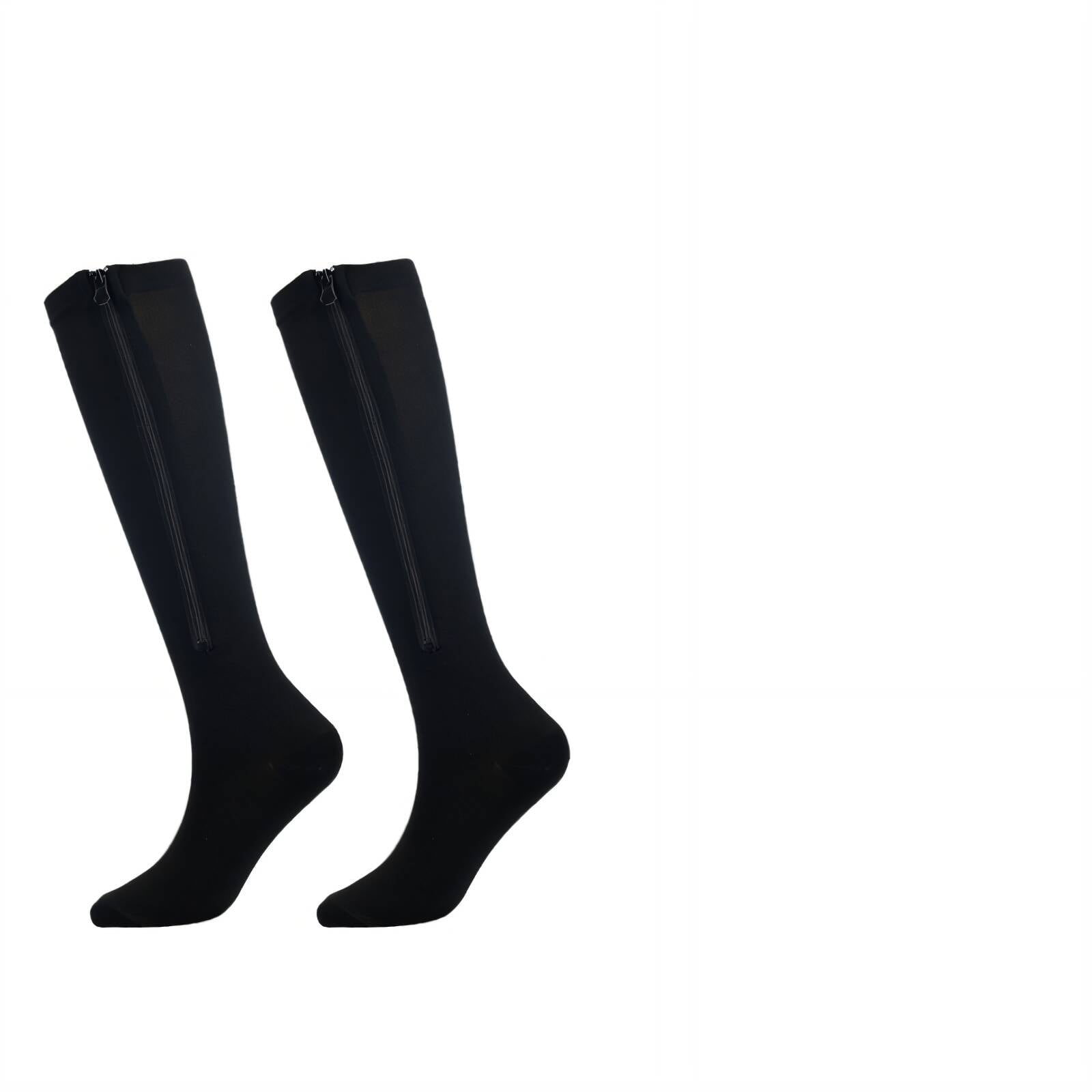 2 pairs zipper compression socks,high elasticity leg support stretch ...