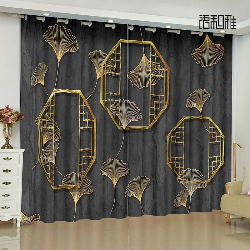2 panel Chinese Curtain Crane Landscape Curtain for Bedroom Living Room ...