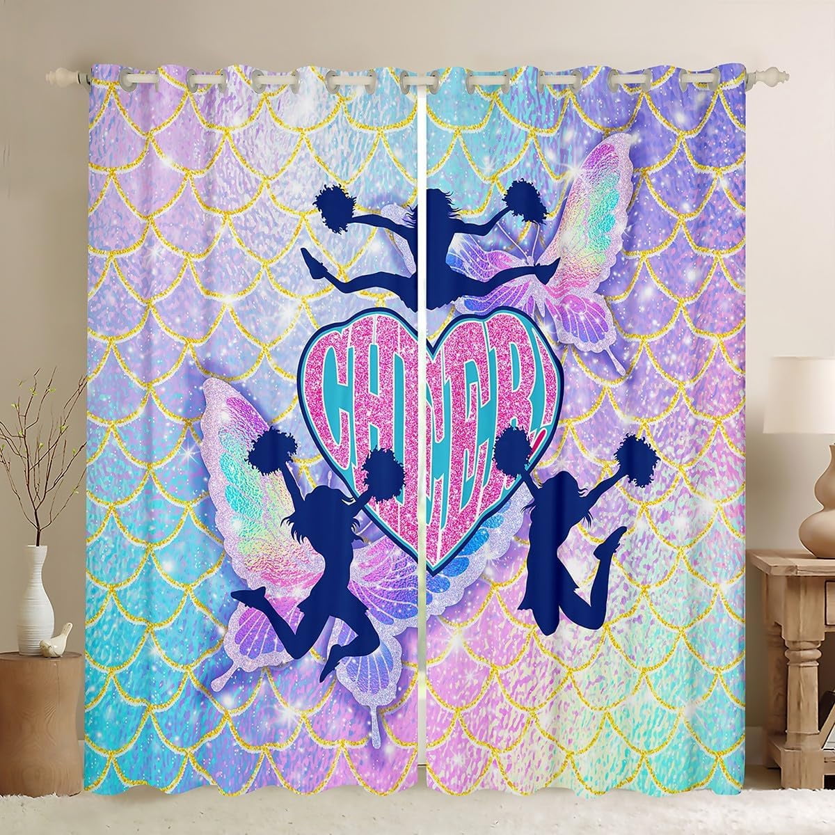 2 panel Dancing Ballet Pink Curtains for Bedroom Window Princess Room ...