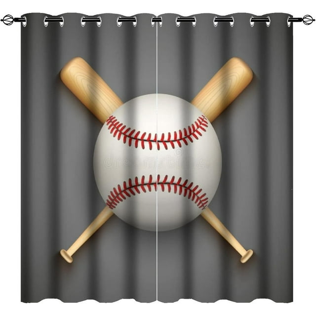 2 panel Football Rugby Basketball Baseball Billiards Printed Curtain ...