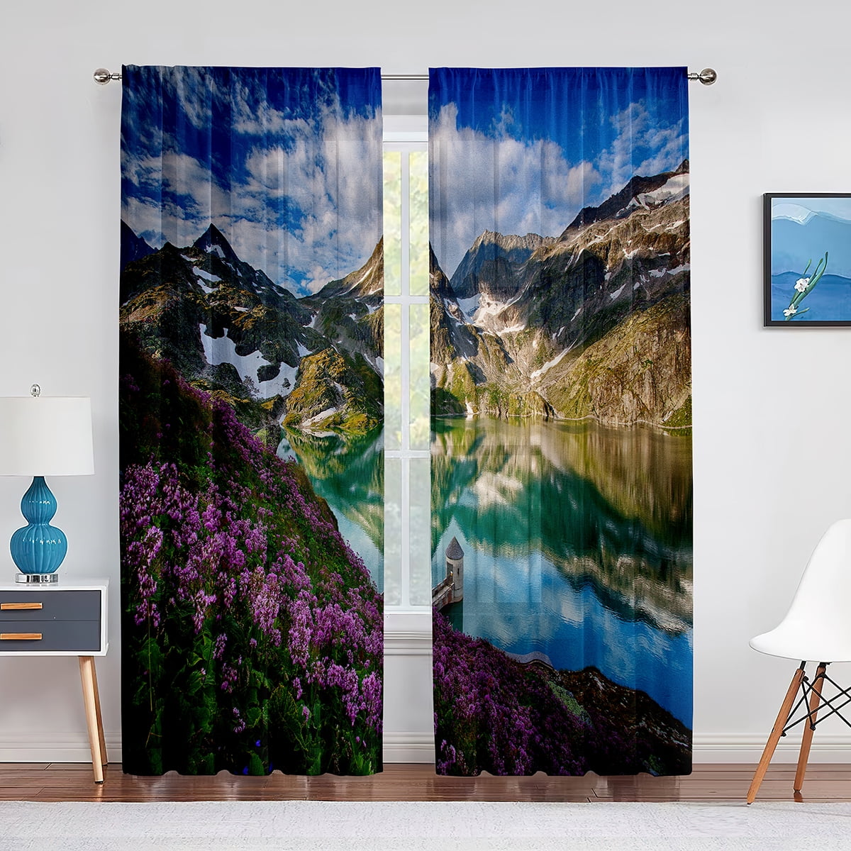 2 panel Landscape Natural Green Forest Curtains for Bedroom Living Room ...