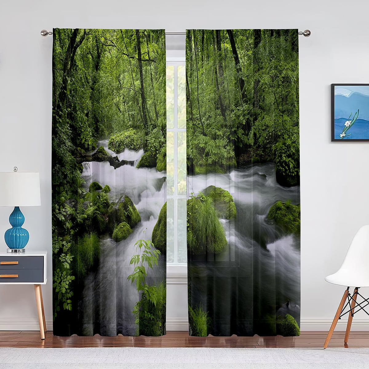 2 panel Landscape Natural Green Forest Curtains for Bedroom Living Room ...