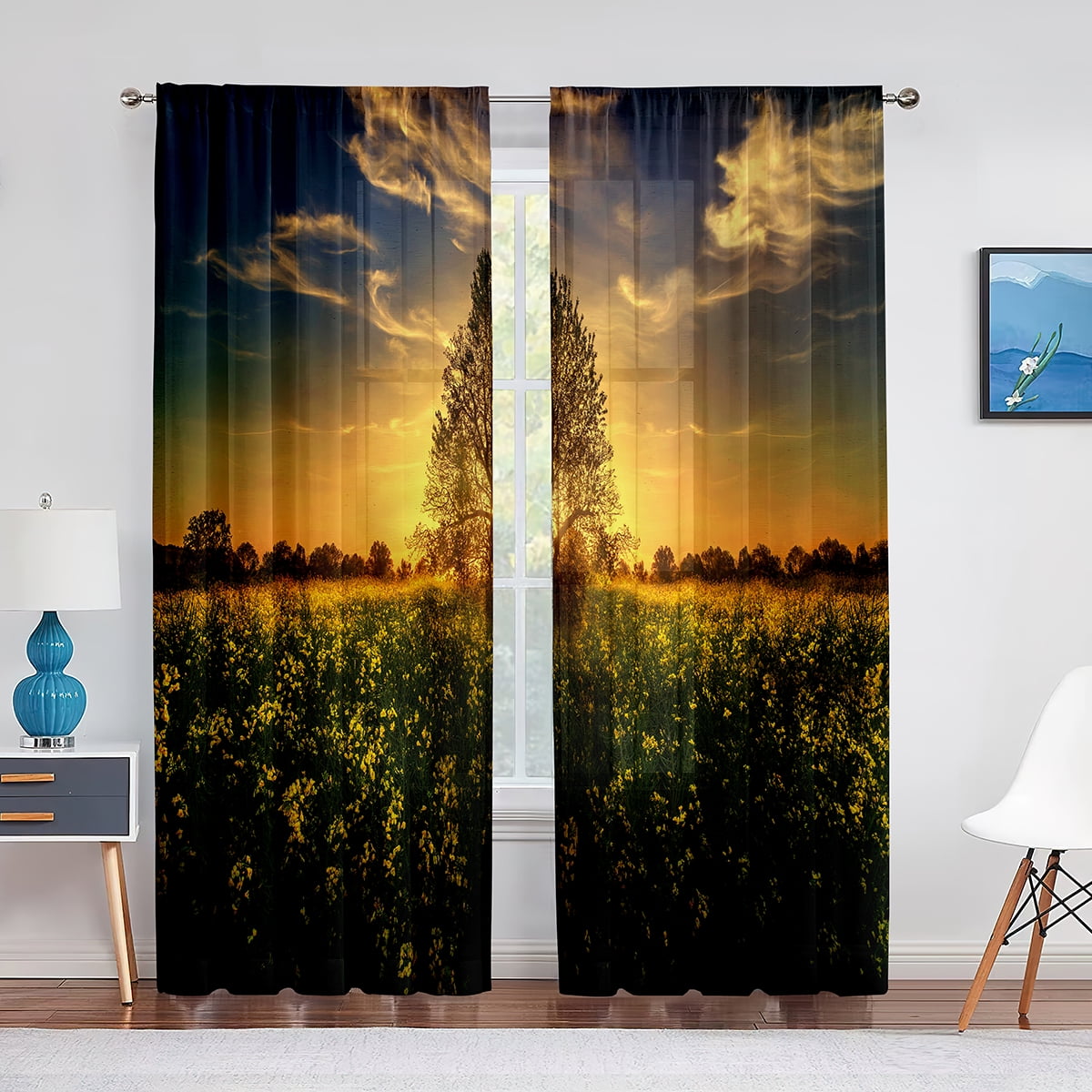 2 panel Landscape Natural Green Forest Curtains for Bedroom Living Room ...