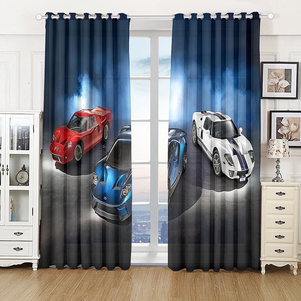 2 panel Modern Style Racing Truck Print Curtains for Boys Bedroom ...