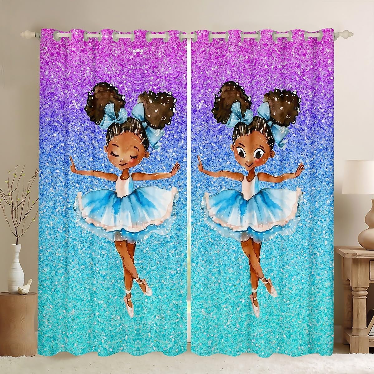 2 panel Princess Crown Pink Curtain for Bedroom Powder Room Window ...