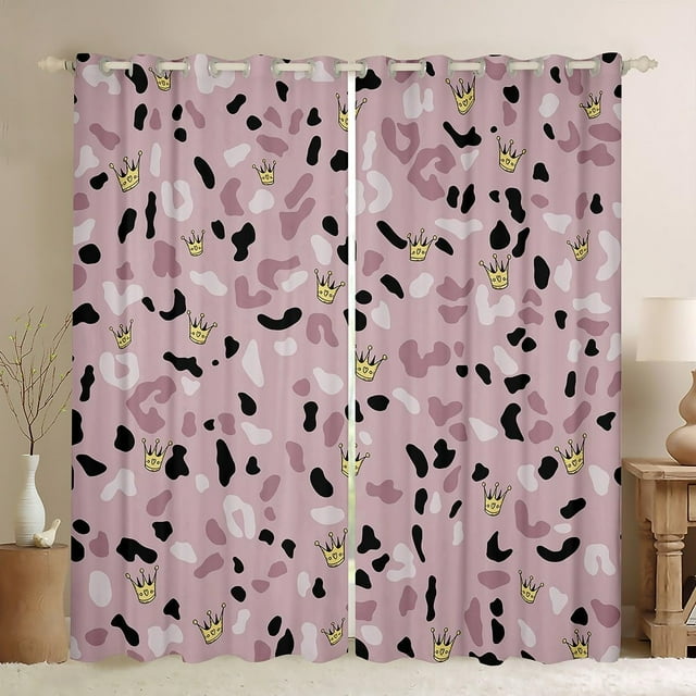 2 panel Princess Crown Pink Curtain for Bedroom Powder Room Window ...