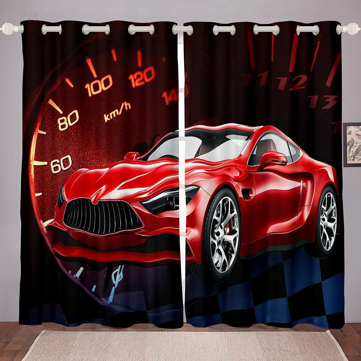 2 panels Cool Car Sports Car print Curtains for Bedroom Living Room ...