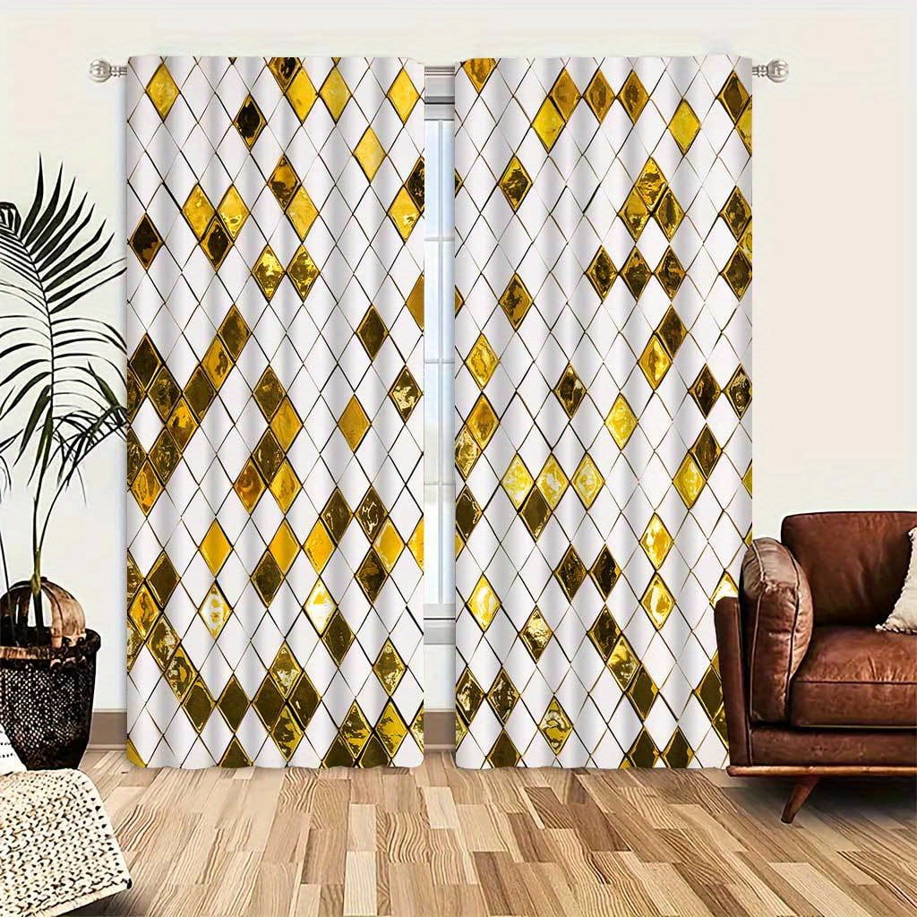 2 panels Geometric Abstract Curtains for Bedroom Living Room Floor-to ...