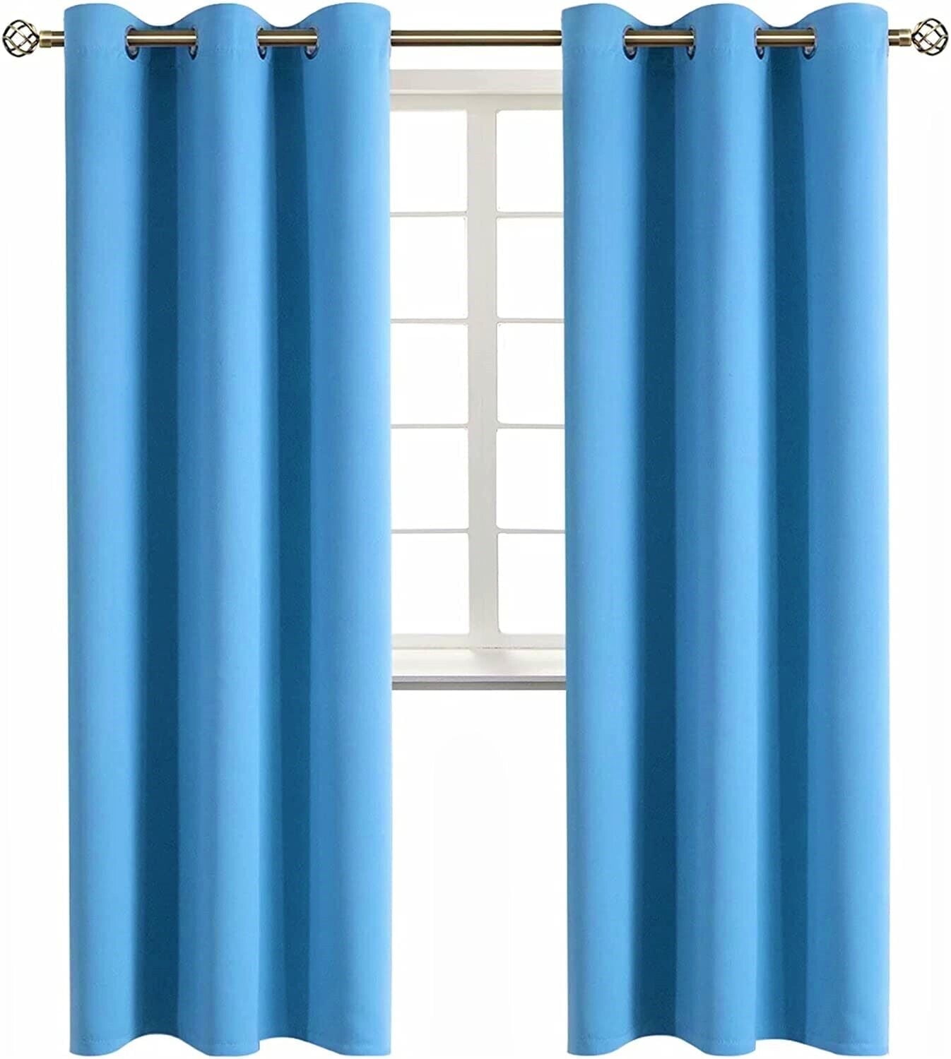 2 panels K68 turquoise color 100 % blackout thermal light blocking ...