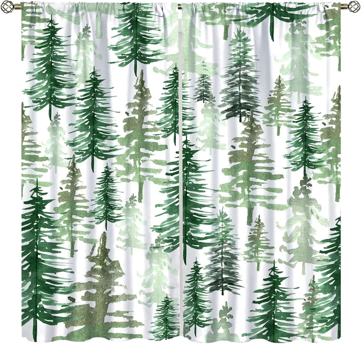 2 panels Landscape Pine Wood Chalet Fox Print Curtains for Bedroom ...