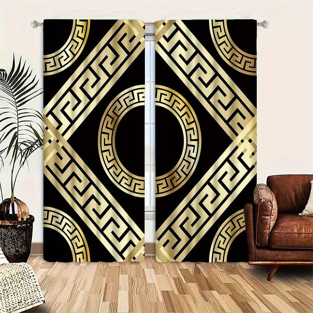 2 panels Modern Geometric Abstract Curtains for Bedroom Living Room ...