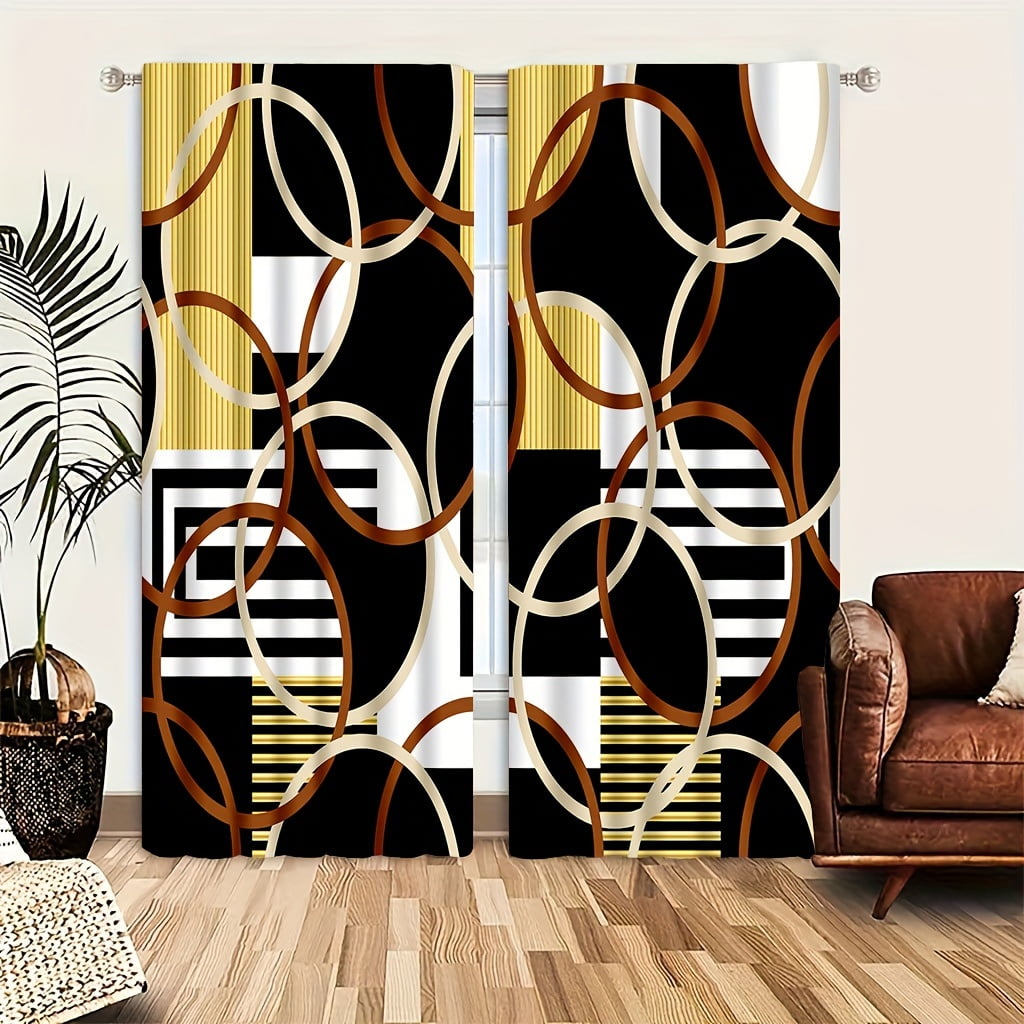 2 panels Modern Geometric Abstract Curtains for Bedroom Living Room ...