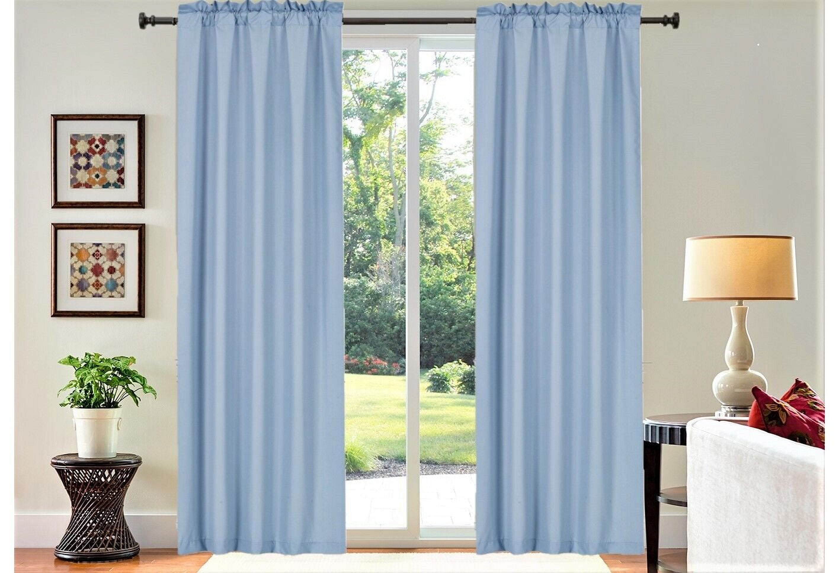 2 panels light blue solid matte color light filtering with rod pocket ...