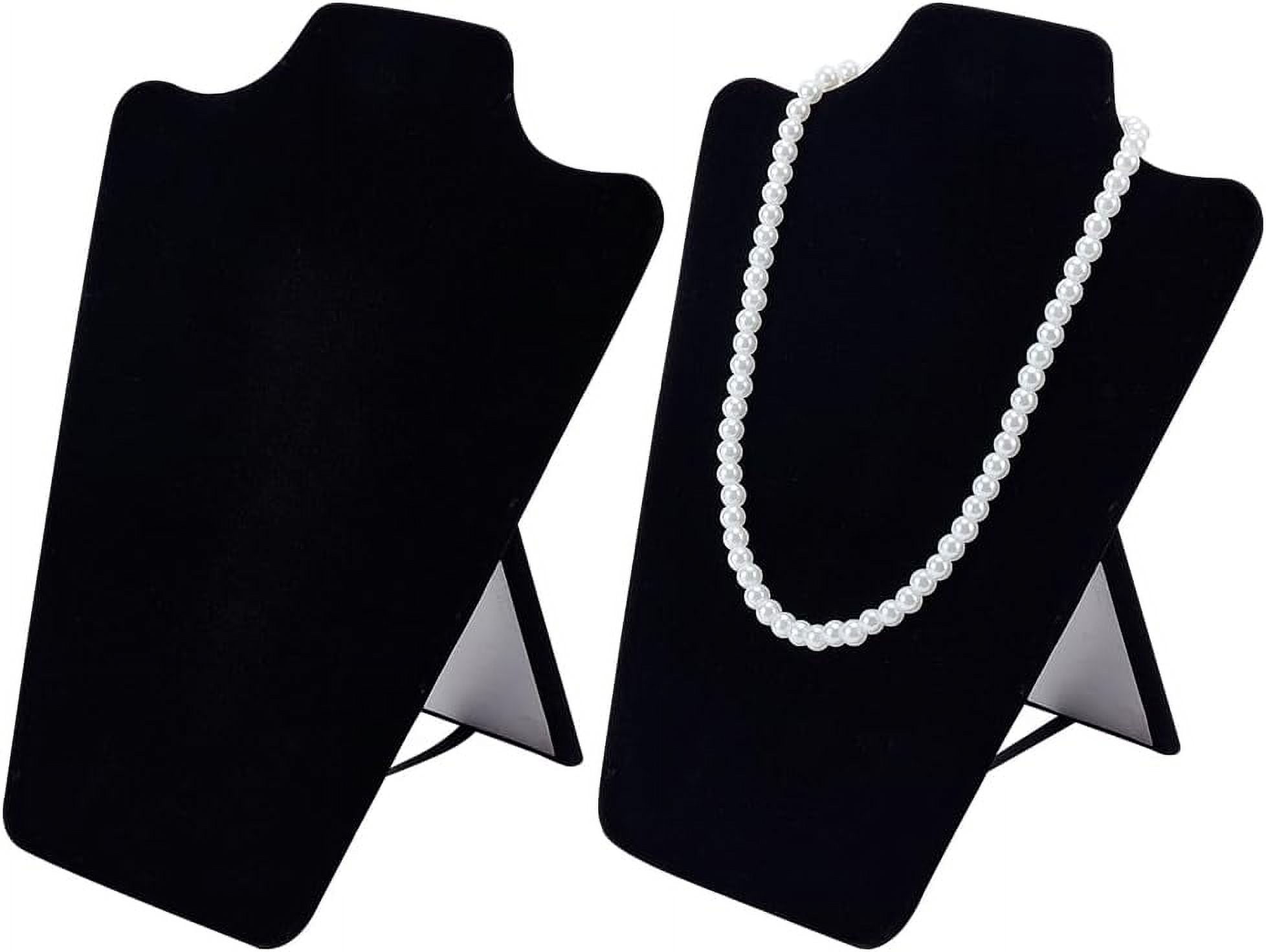2 pc 2 PCS Black Velvet Necklace Earrings Display Stand Thickened ...