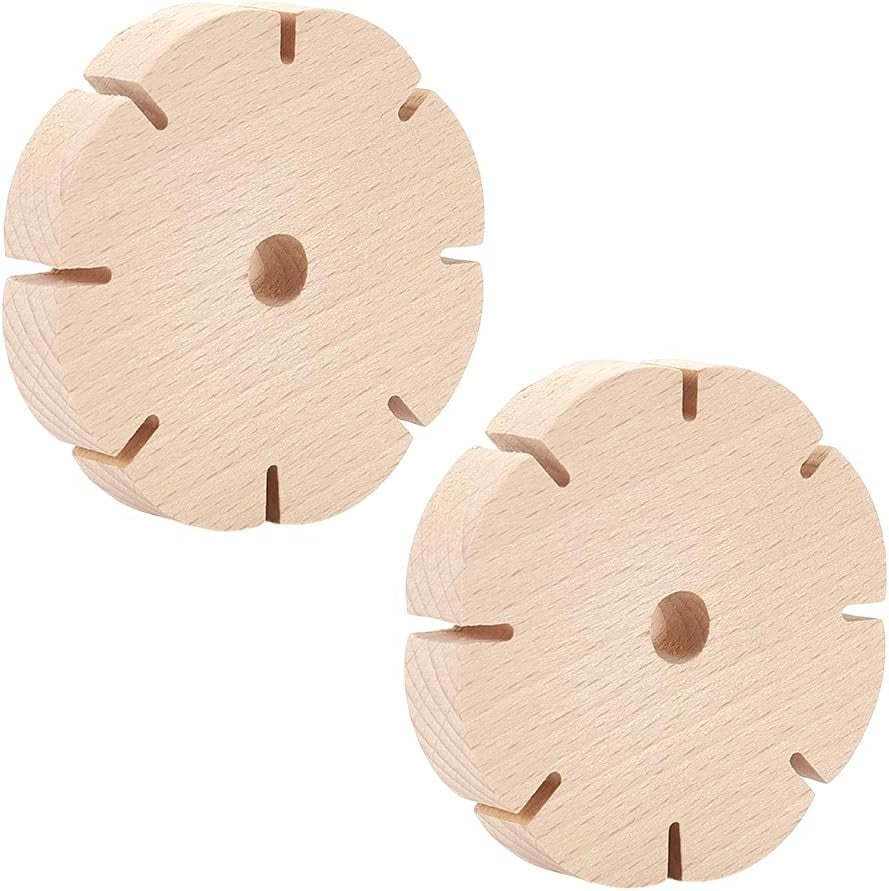 2 pc 2 PCS Bracelet Knitting Disk Wood Plaited Disc Bracelet Tray 8 ...