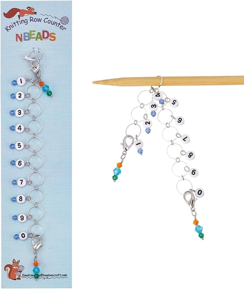 2 pc 2 pcs Bicone Glass Beaded Knitting Row Counter Chains 1~10 Acrylic ...