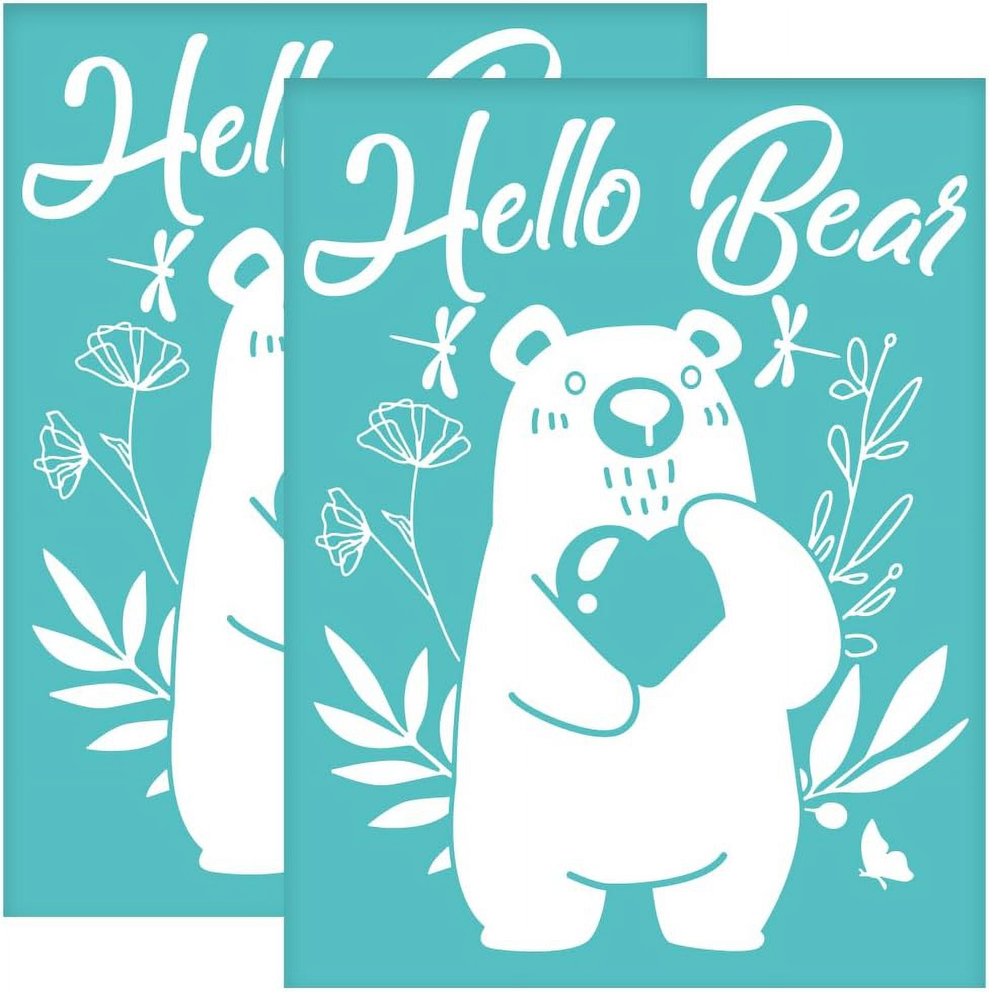 2 pc 2Pcs 8.6x11 Inch Self-Adhesive Silk Screen Printing Stencil Bear ...