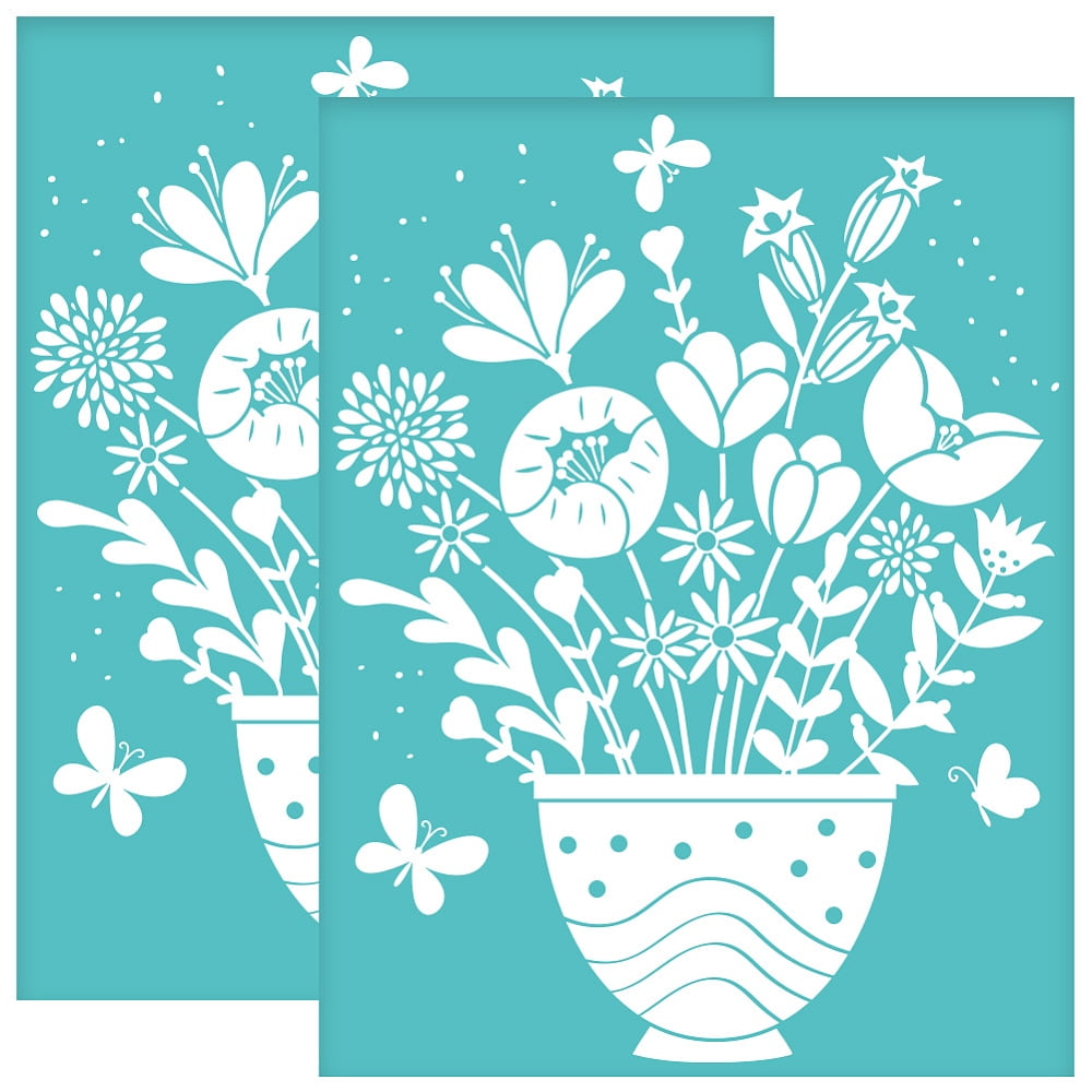 2 pc 2Pcs 8.6x11 Inch Wildflowers Self-Adhesive Silk Screen Printing ...